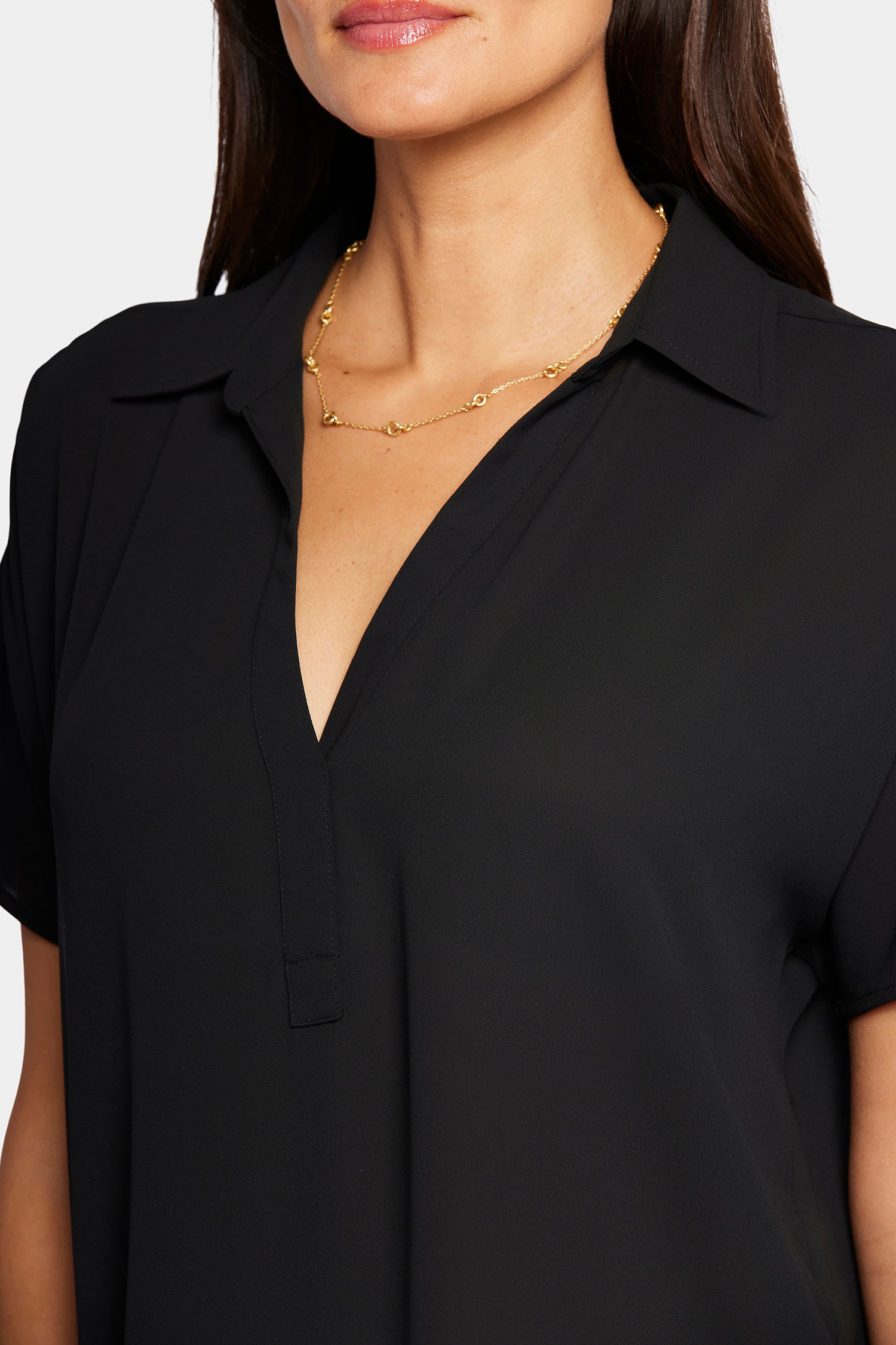Becky Short Sleeved Blouse - Black Solids | NYDJ Becky Short Sleeved Blouse - Black Solids | NYDJ