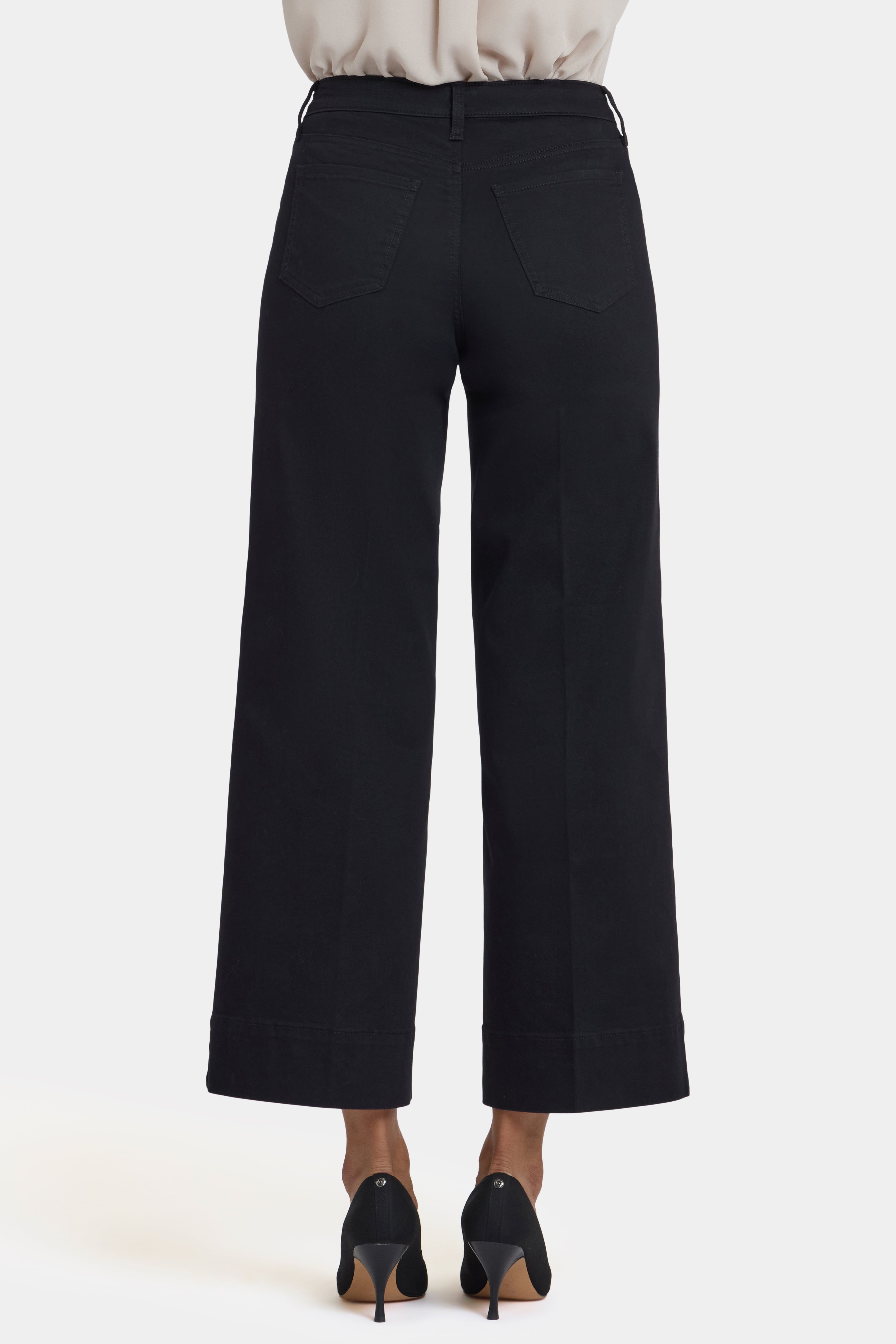 Teresa Wide Leg Ankle Jeans With 3" Hems - Black Black | NYDJ