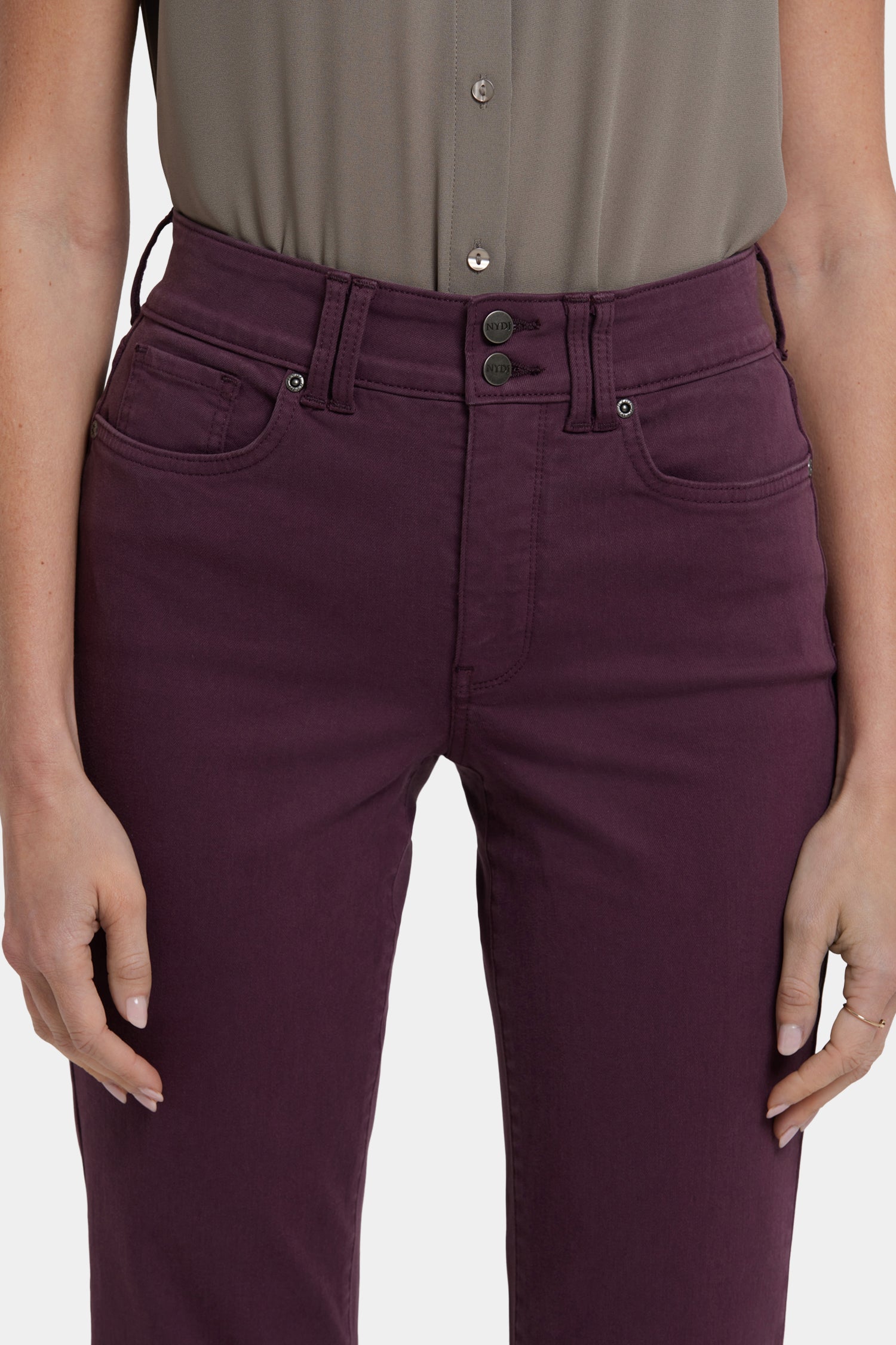 Marilyn Straight Jeans With High Rise And Wide Waistband - Fig Purple ...