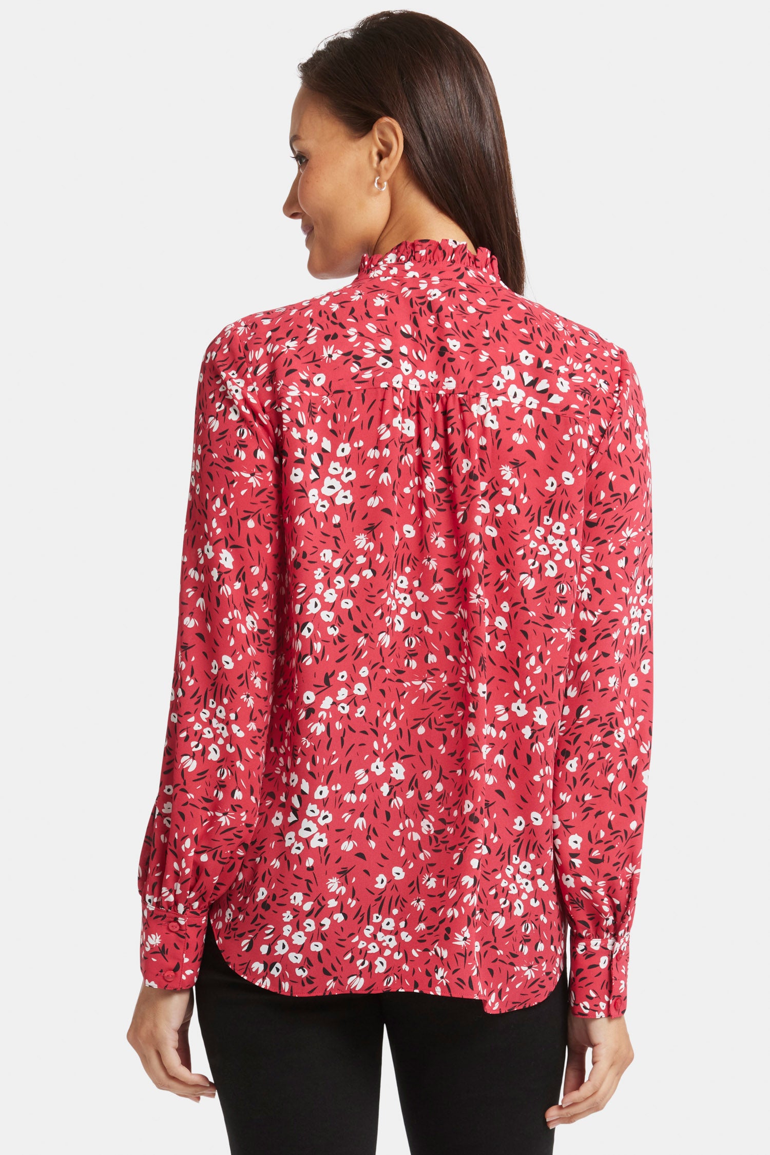 Ruffle Neck Blouse - Cherry Creek Red | NYDJ