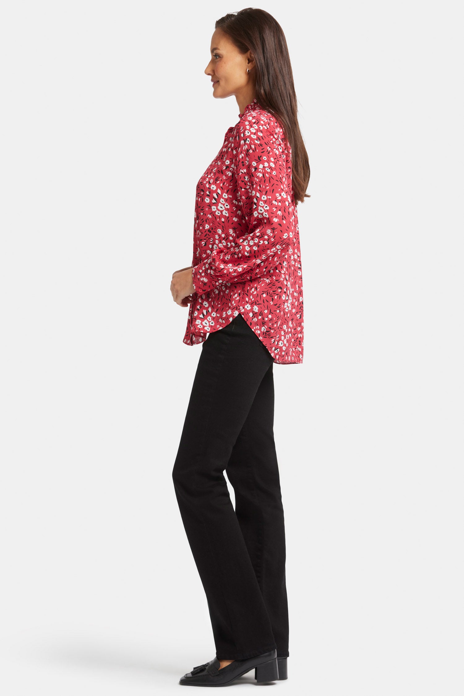 Ruffle Neck Blouse - Cherry Creek Red | NYDJ