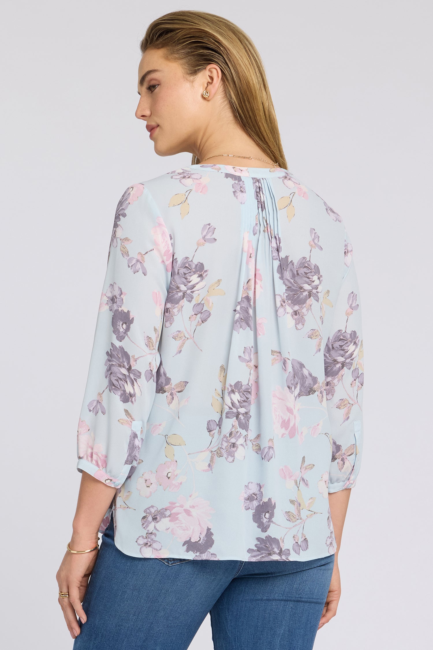 Pintuck Blouse - Graceful Blossom Purple | NYDJ