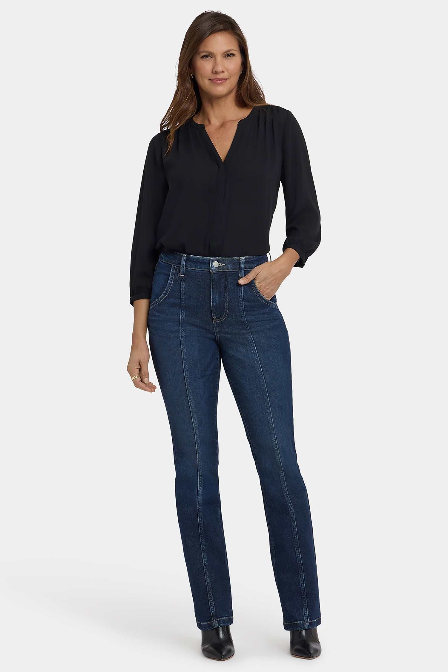 Billie Mini Bootcut Jeans With High Rise And Seam Detail - Indigo Seine ...
