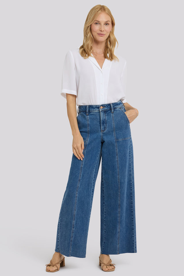 Simone Wide Leg Jeans With High Rise, Utility Detail And Raw Hems ...