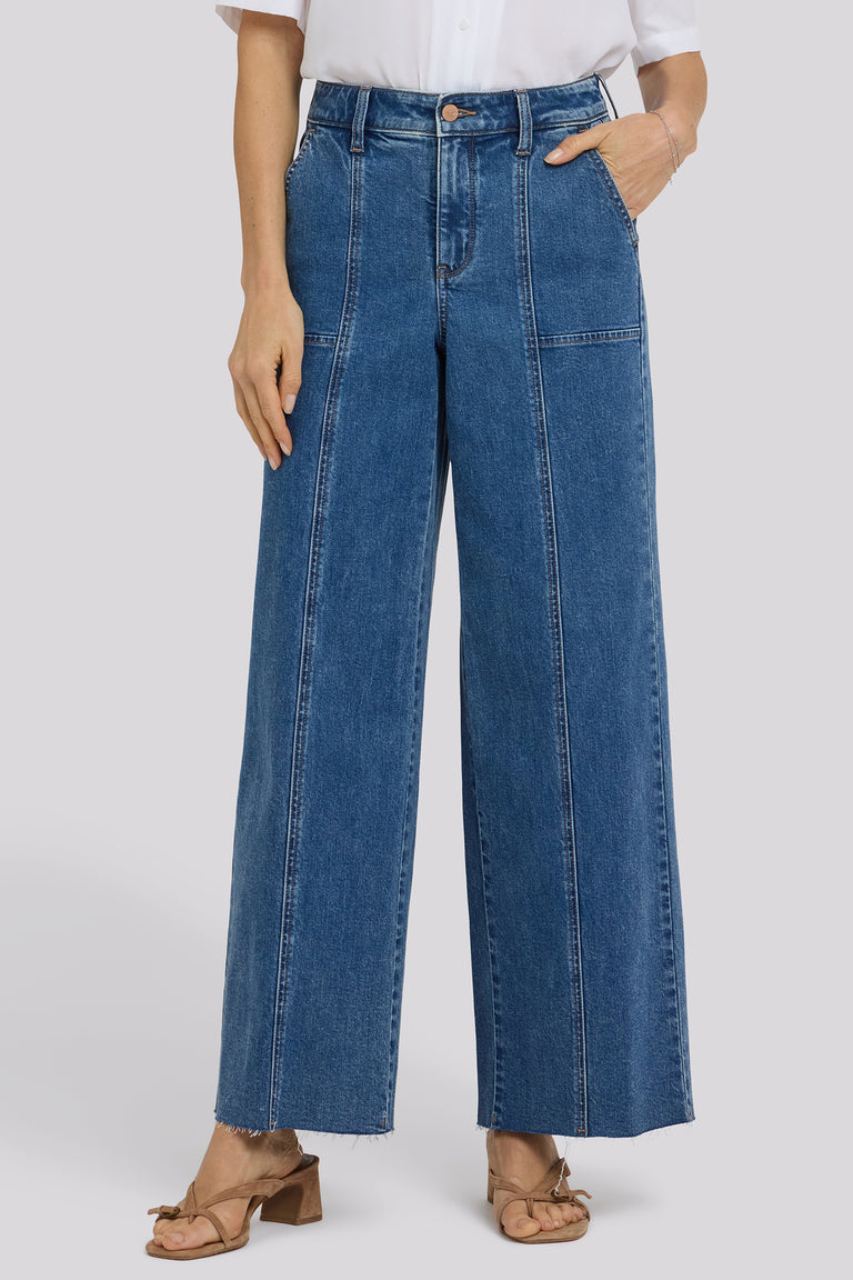 Simone Wide Leg Jeans With High Rise, Utility Detail And Raw Hems ...