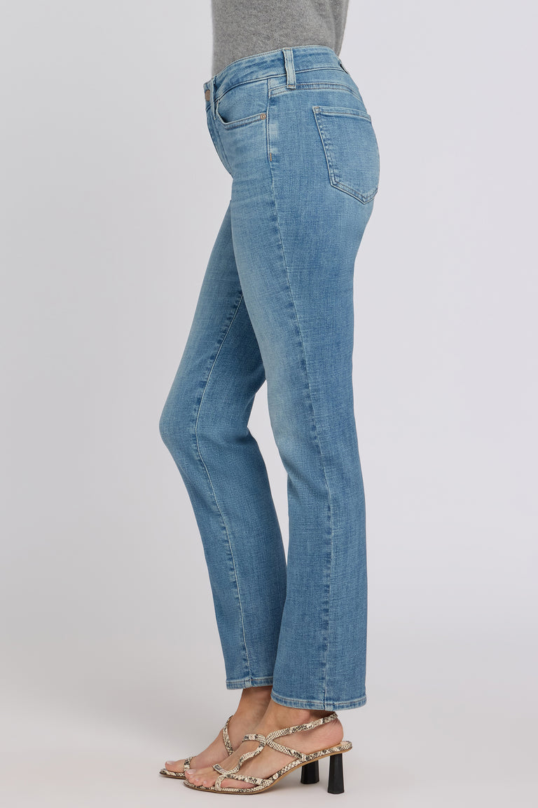 Sheri Slim Straight Jeans With Criss-Cross Belt Loop - Dawn Rock Blue ...