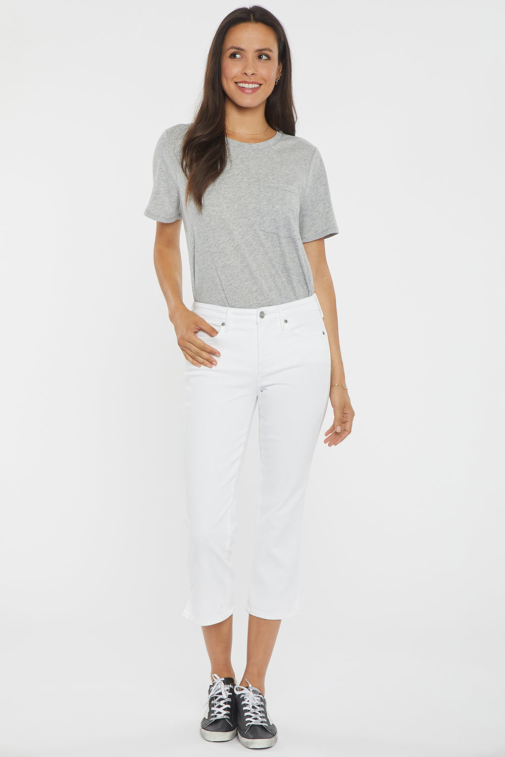 Chloe Capri Jeans In Petite With Side Slits - Optic White White | NYDJ