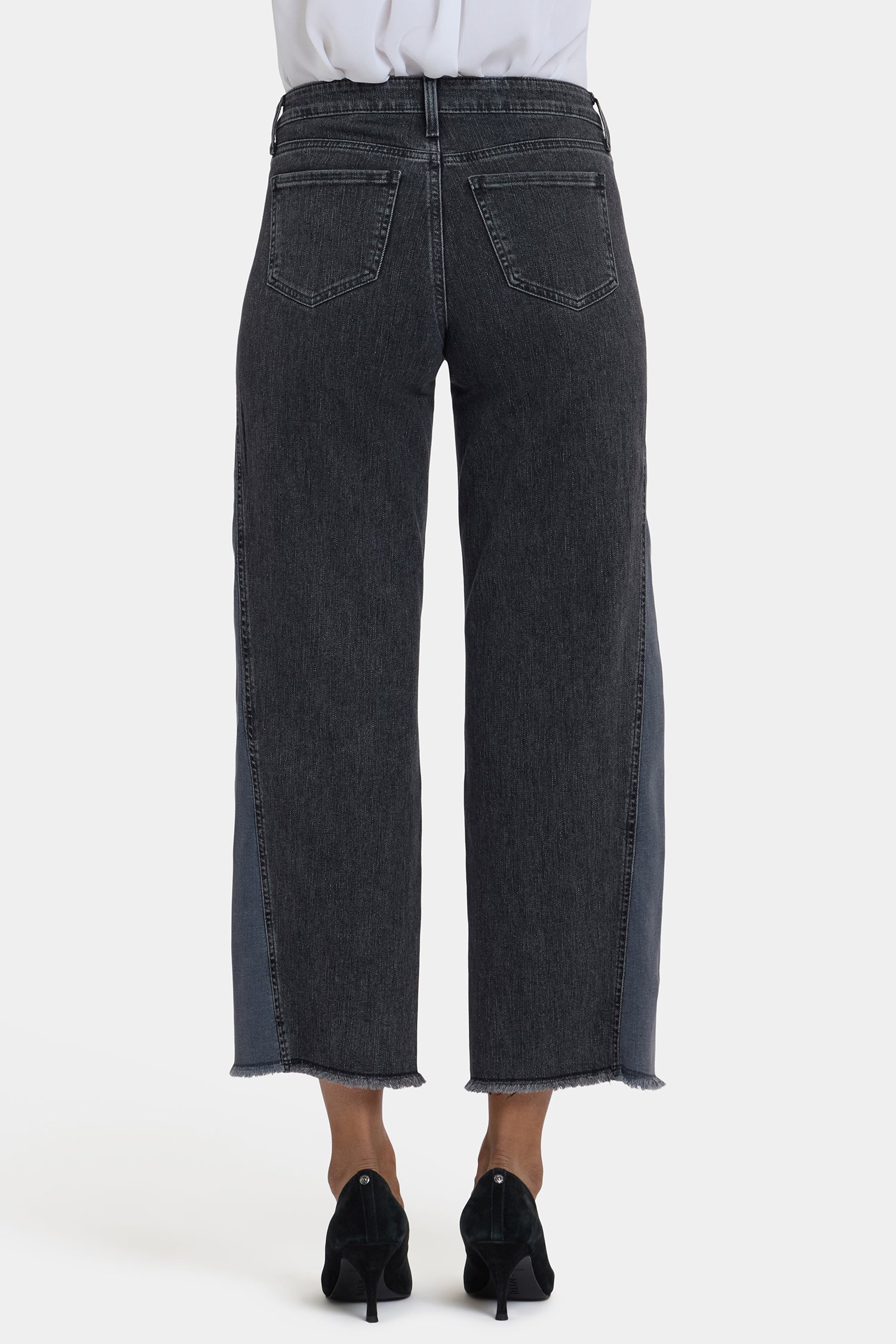 Teresa Wide Leg Jeans In Petite With Contrast Side Panels, Frayed Hems ...