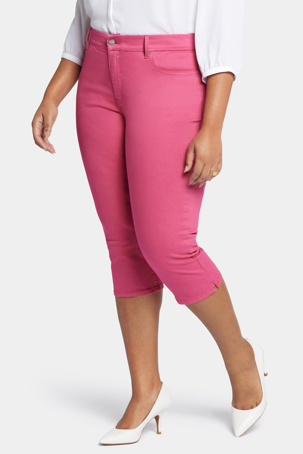 Waist-Match™ Slim Straight Crop Jeans In Plus Size - Raspberry Pink ...