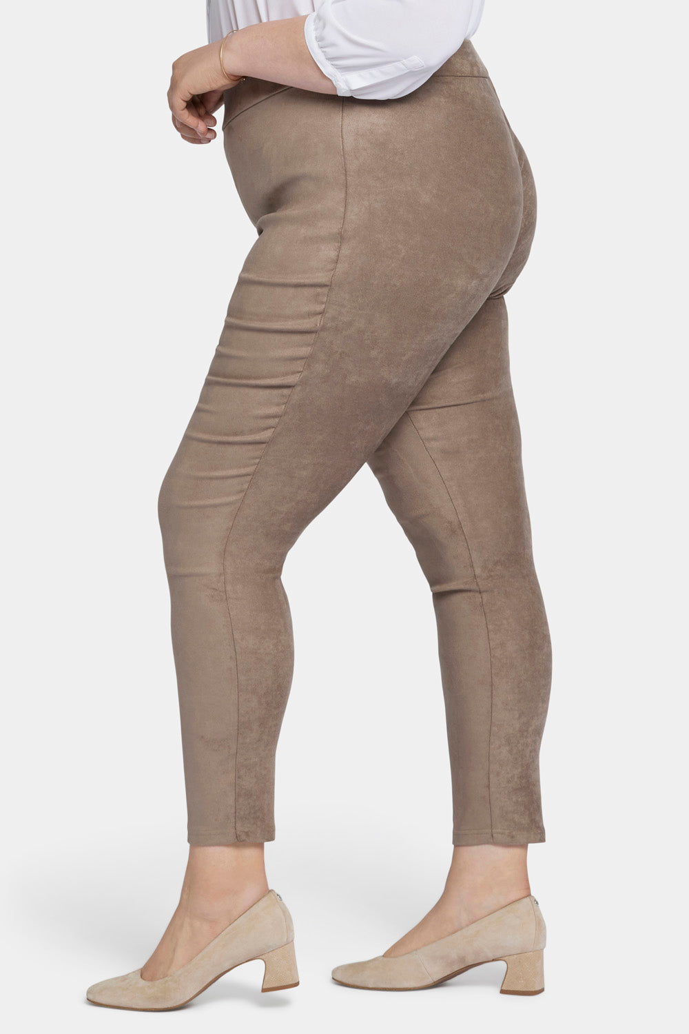 Basic Legging Pants In Plus Size In Stretch Faux Suede - Saddlewood Tan ...