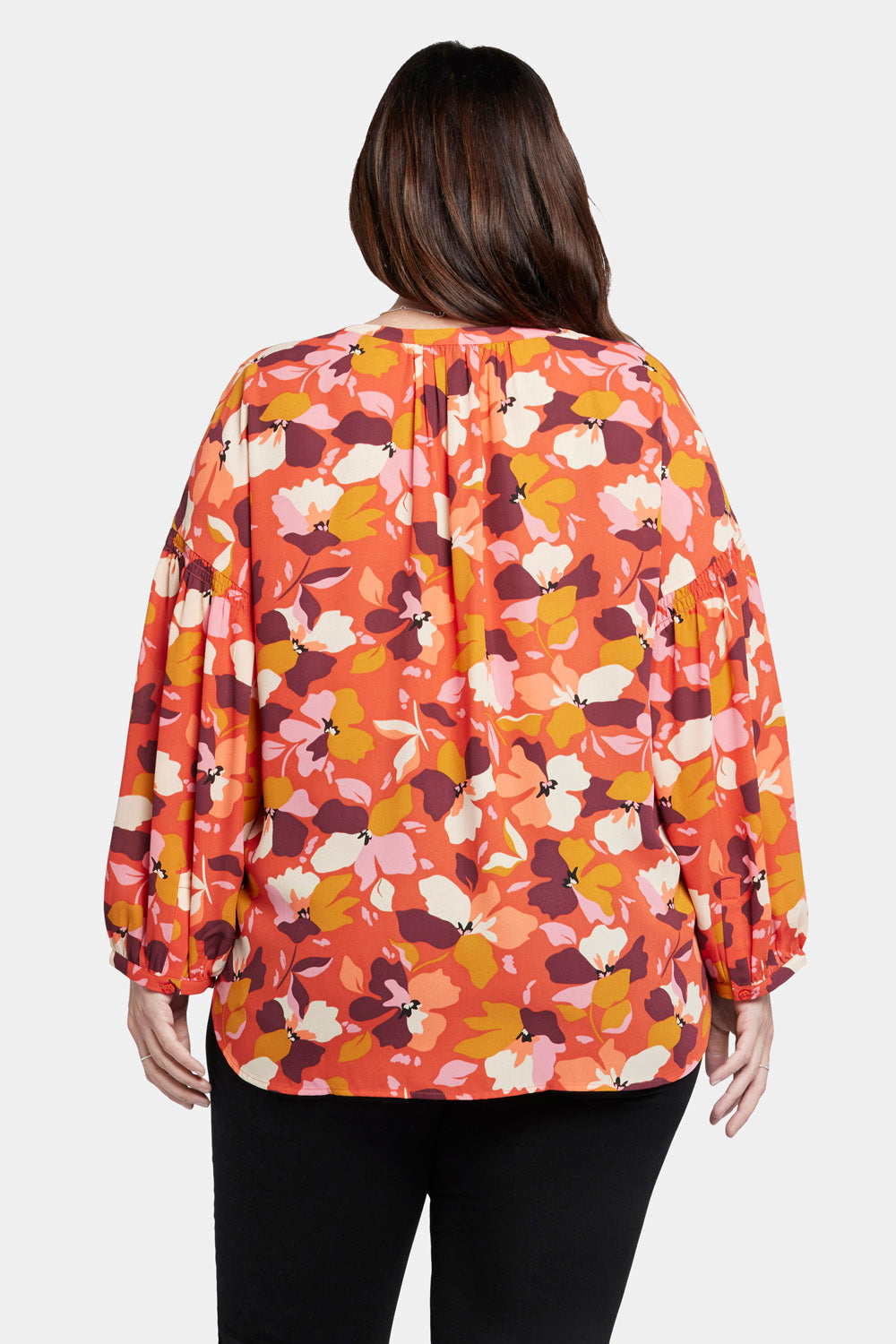 Paulina Peasant Blouse In Plus Size - Gingervale Orange | NYDJ