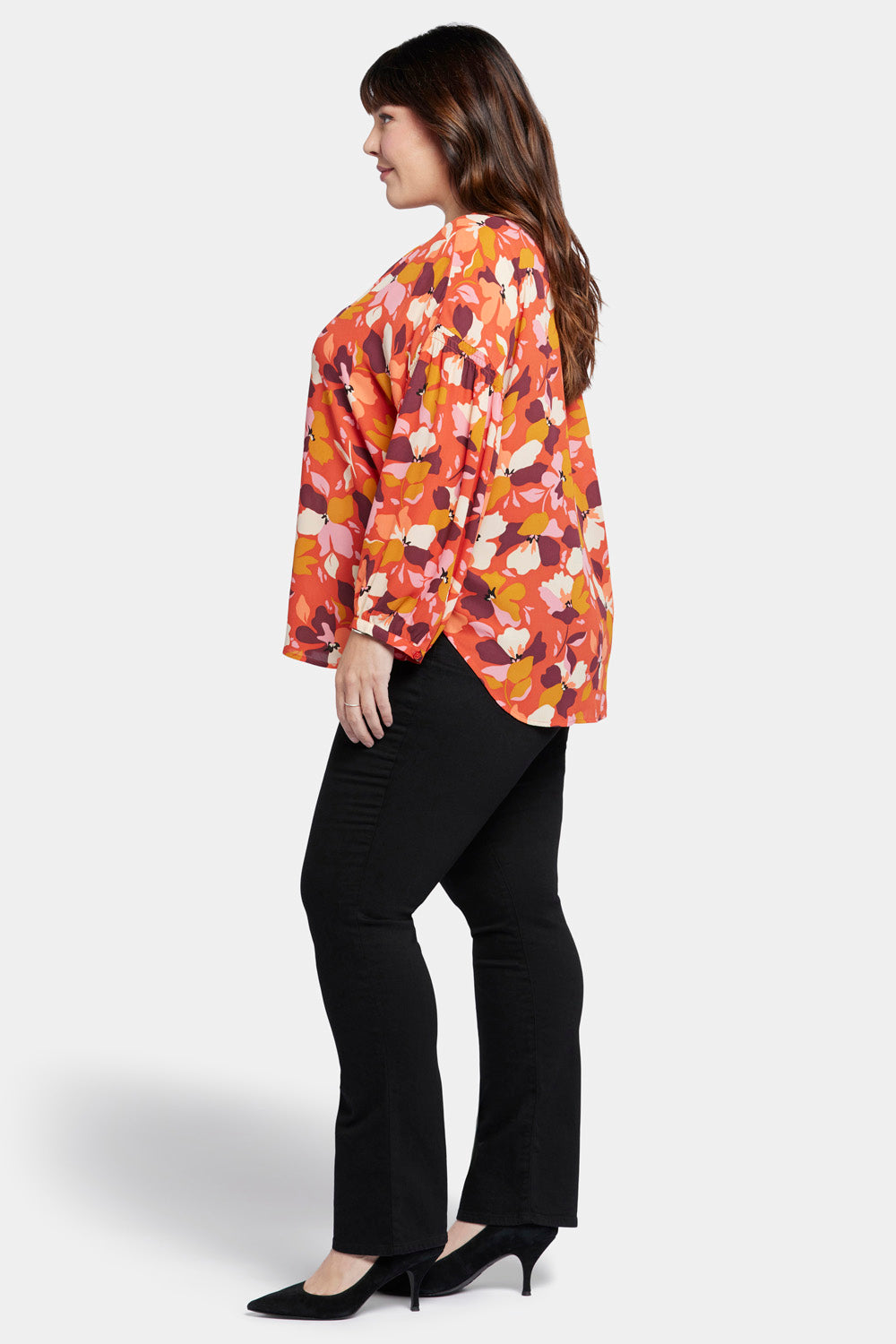 Paulina Peasant Blouse In Plus Size - Gingervale Orange | NYDJ