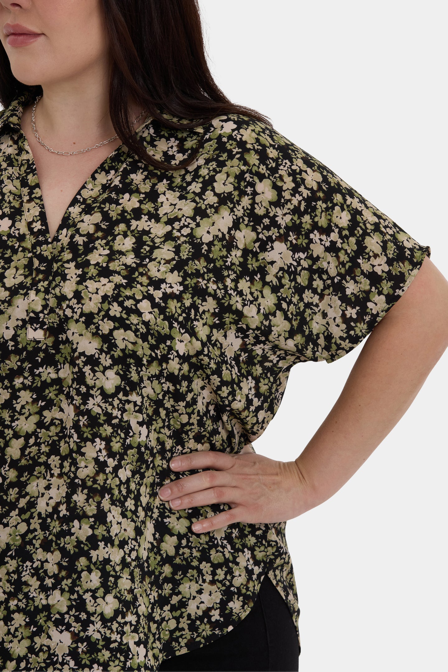 Becky Short Sleeved Blouse In Plus Size - Granada Garden Yellow | NYDJ