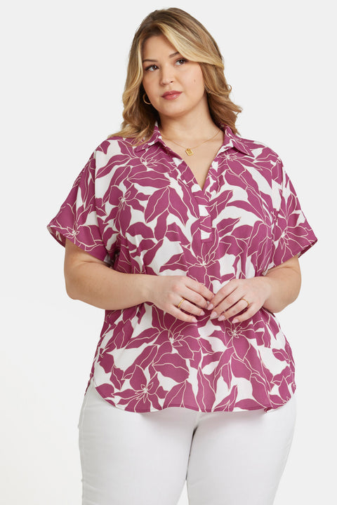 Becky Short Sleeved Blouse In Plus Size - Adonia Purple | NYDJ