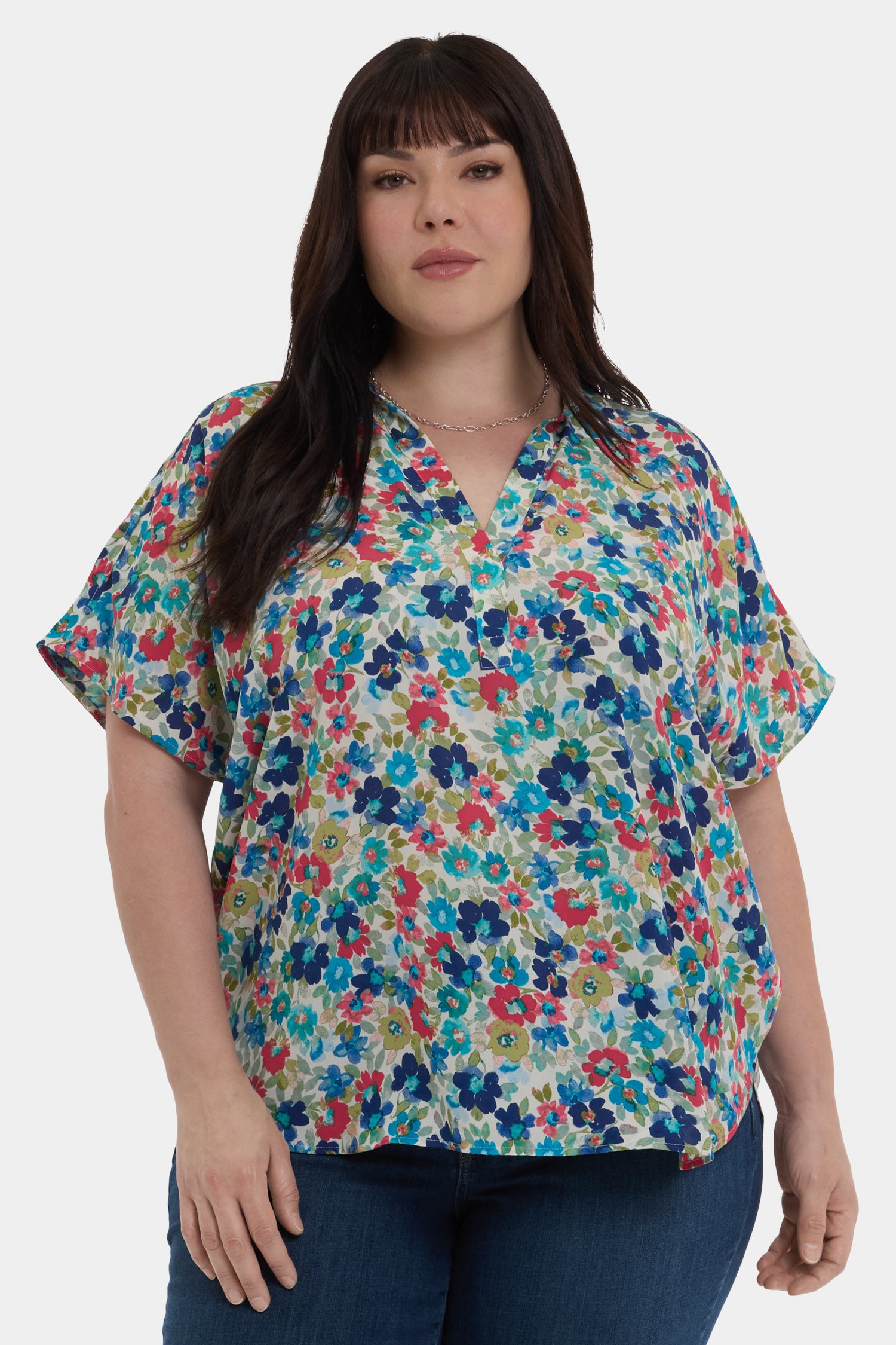 Becky Short Sleeved Blouse In Plus Size - Cala Gracio Multi | NYDJ