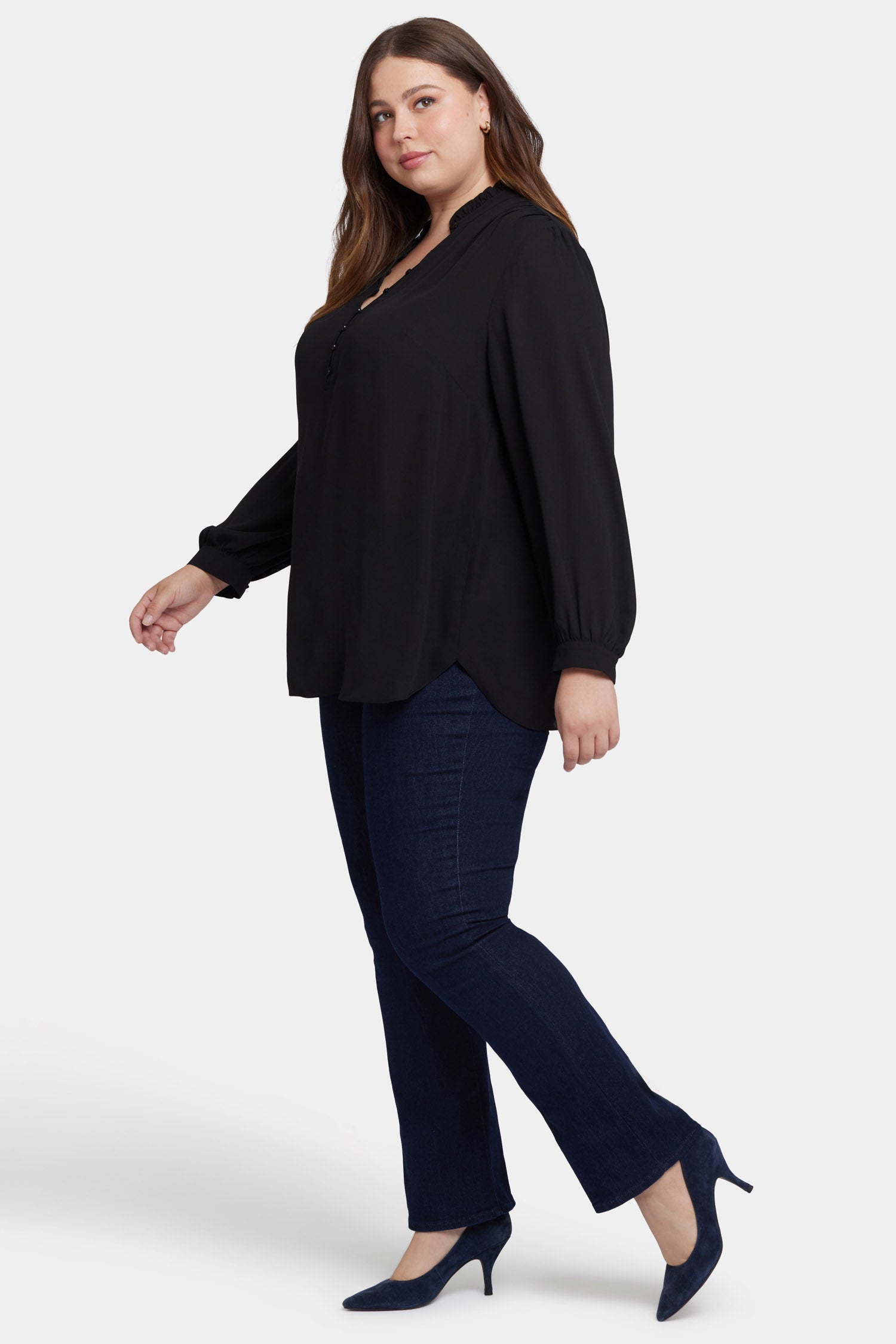 Hannah Blouse In Plus Size - Black Black | NYDJ