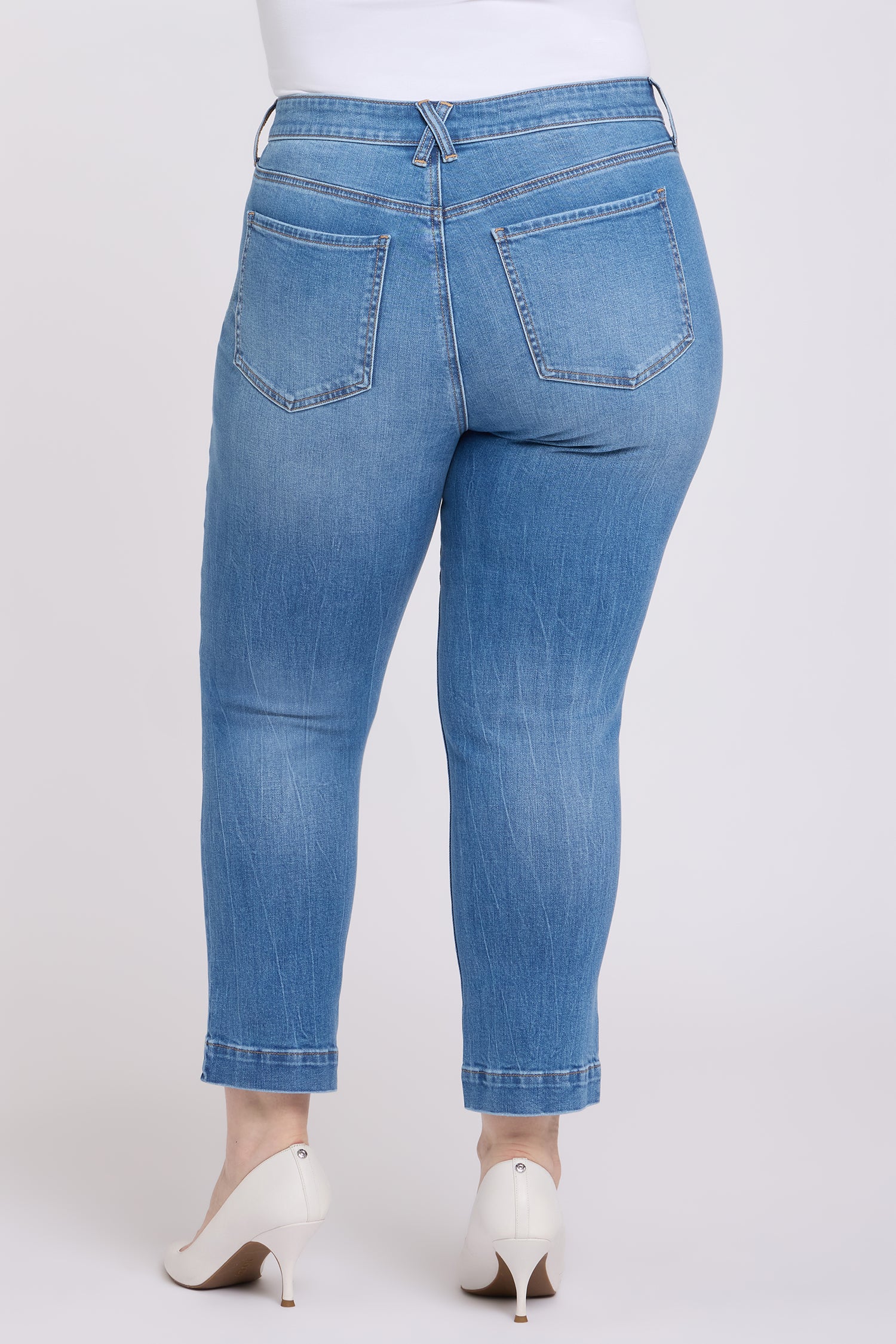 Sheri Slim Straight Ankle Jeans In Plus Size With Criss-Cross Belt Loop ...