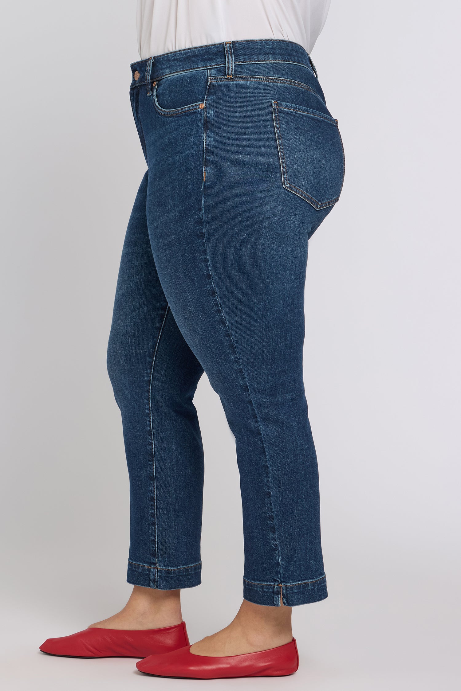 Sheri Slim Straight Ankle Jeans In Plus Size With Criss-Cross Belt Loop ...