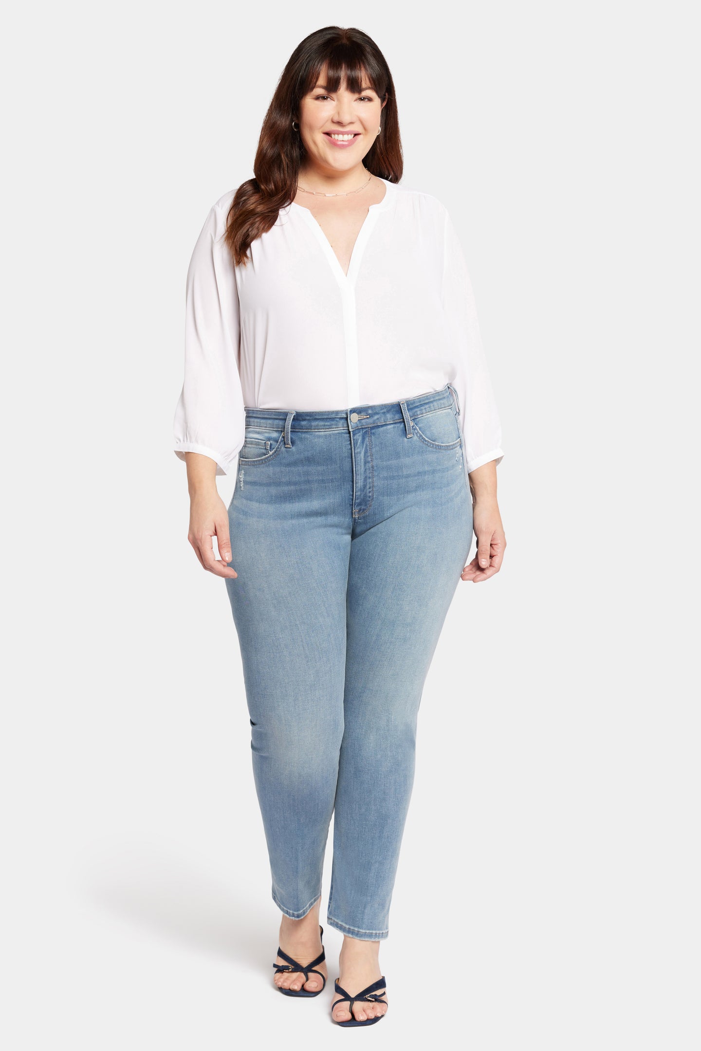 Le Silhouette Sheri Slim Jeans In Plus Size - Angel Blue | NYDJ