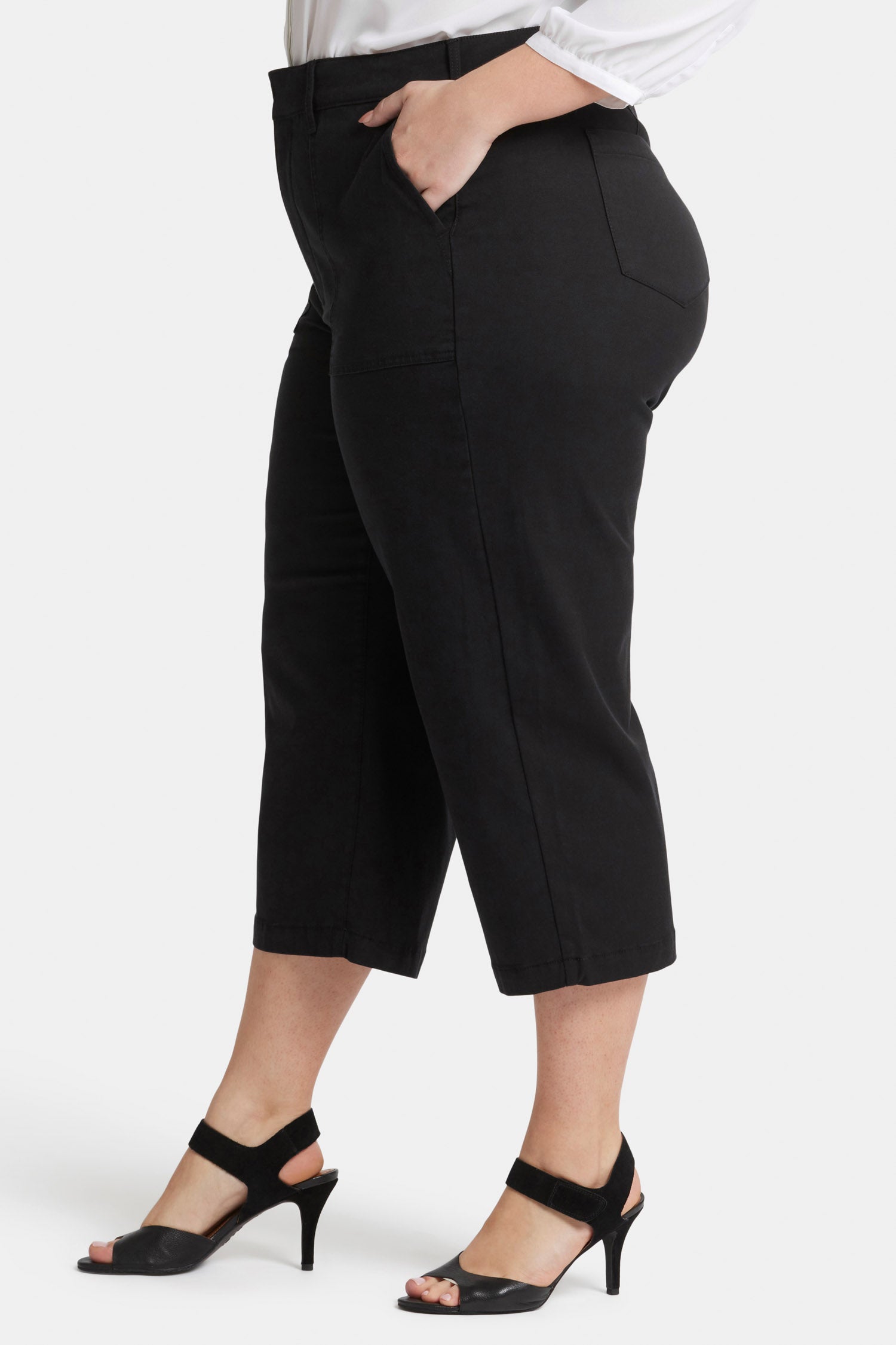 Utility Pants In Plus Size In Stretch Twill With High Rise - Black ...